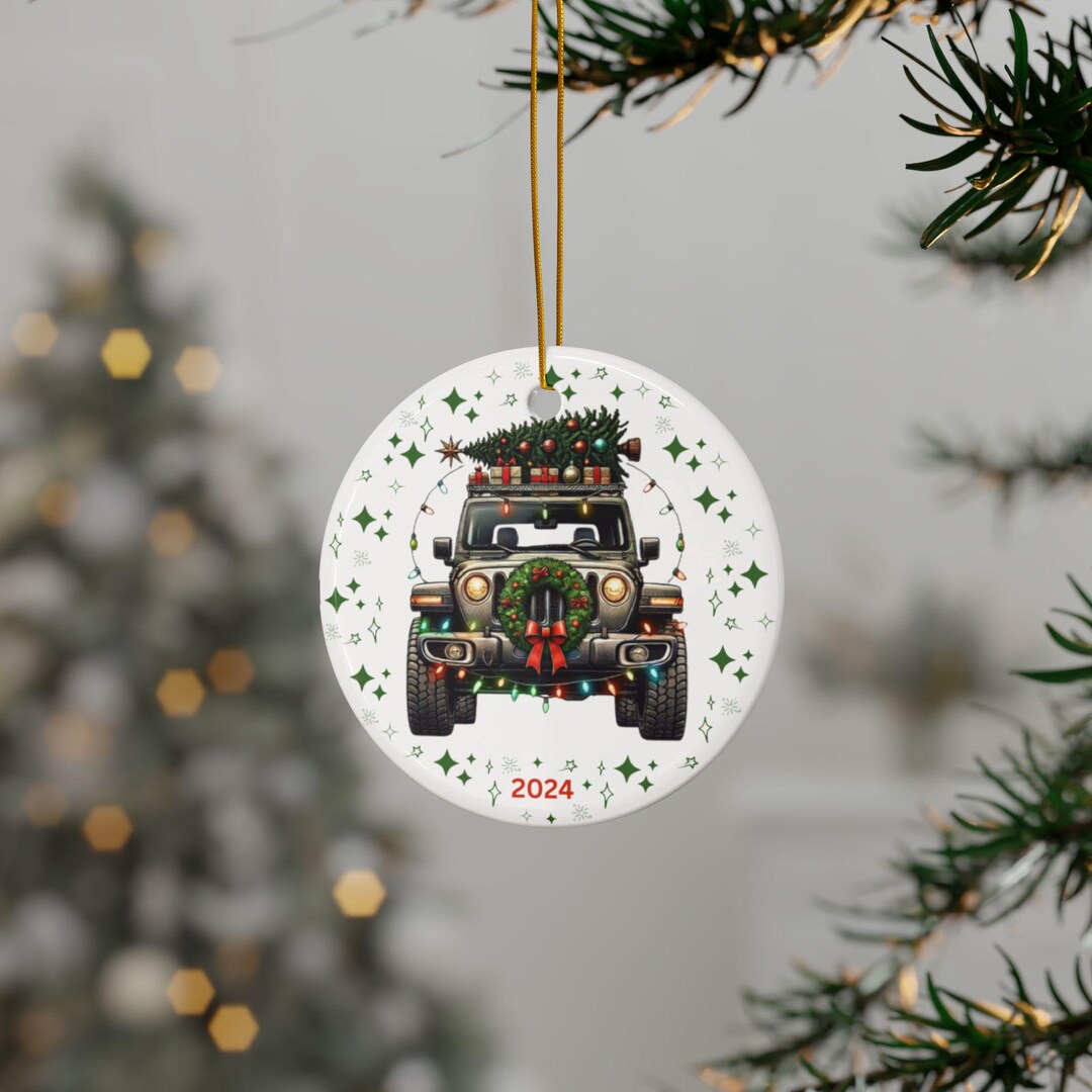 2024 Jeep Christmas Ornament Festive Holiday Decor With Christmas Tree ...