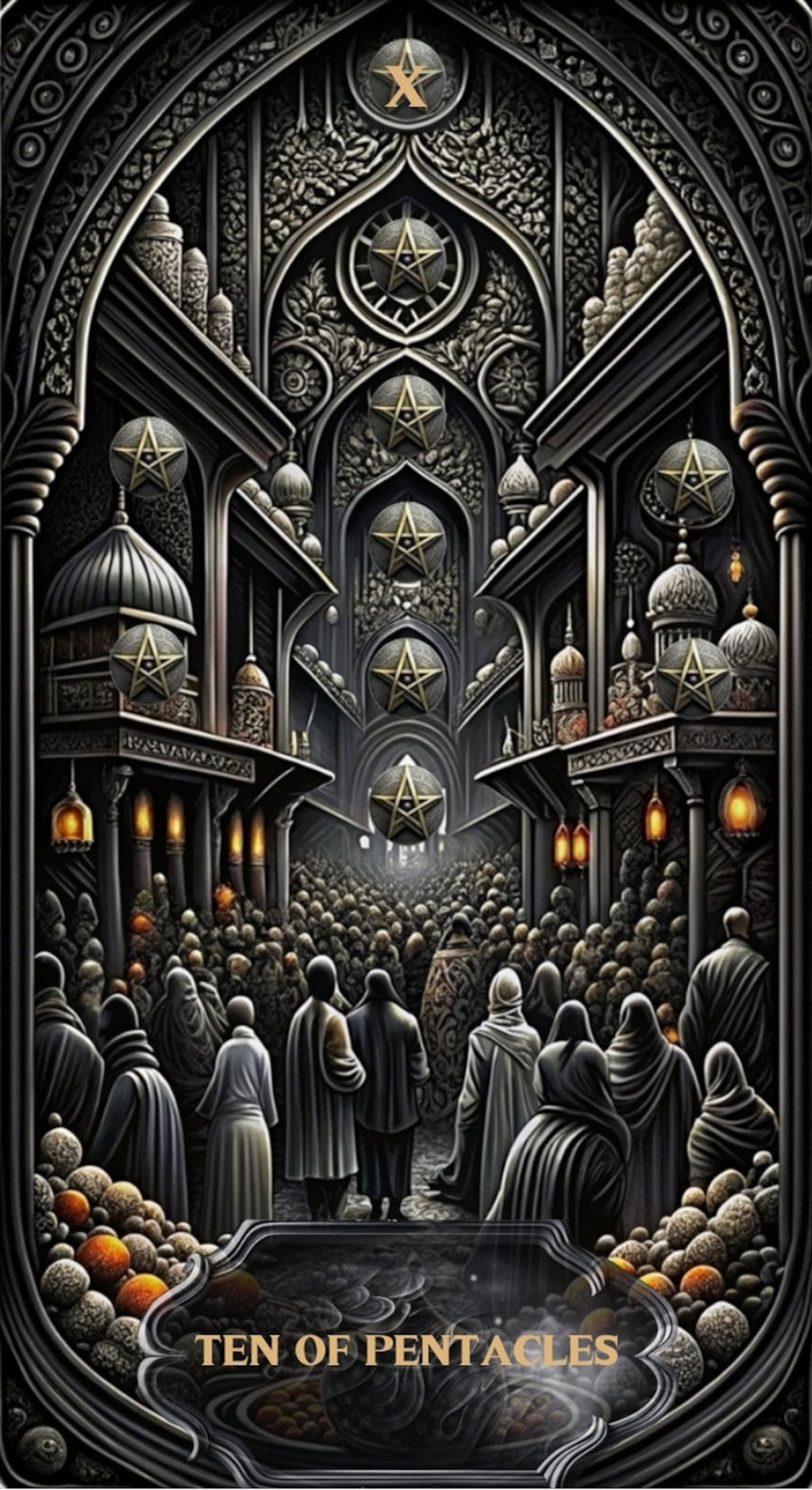 Digital Tarot Deck Card , Complete Tarot With 78 Cards , Black and ...