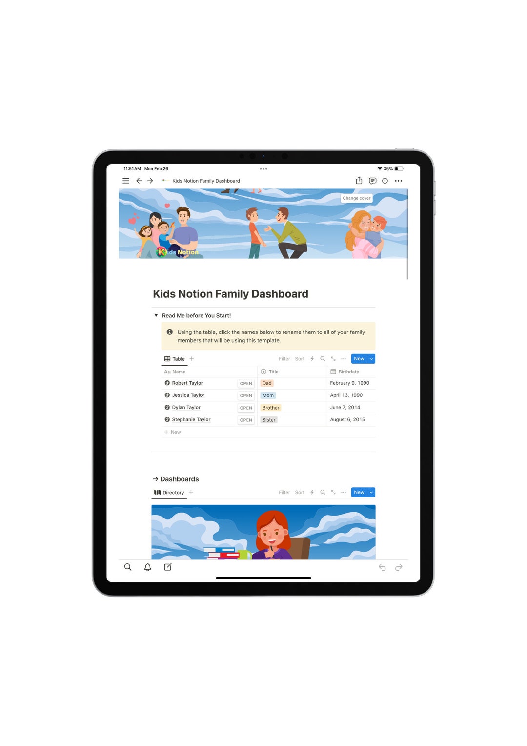 Kids Notion Digital Family Planner - Etsy