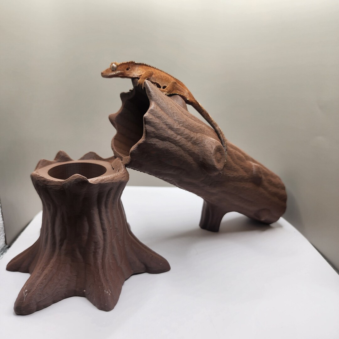 3D Printed Hollow Log With Tree Stump Feeding Dish - Etsy