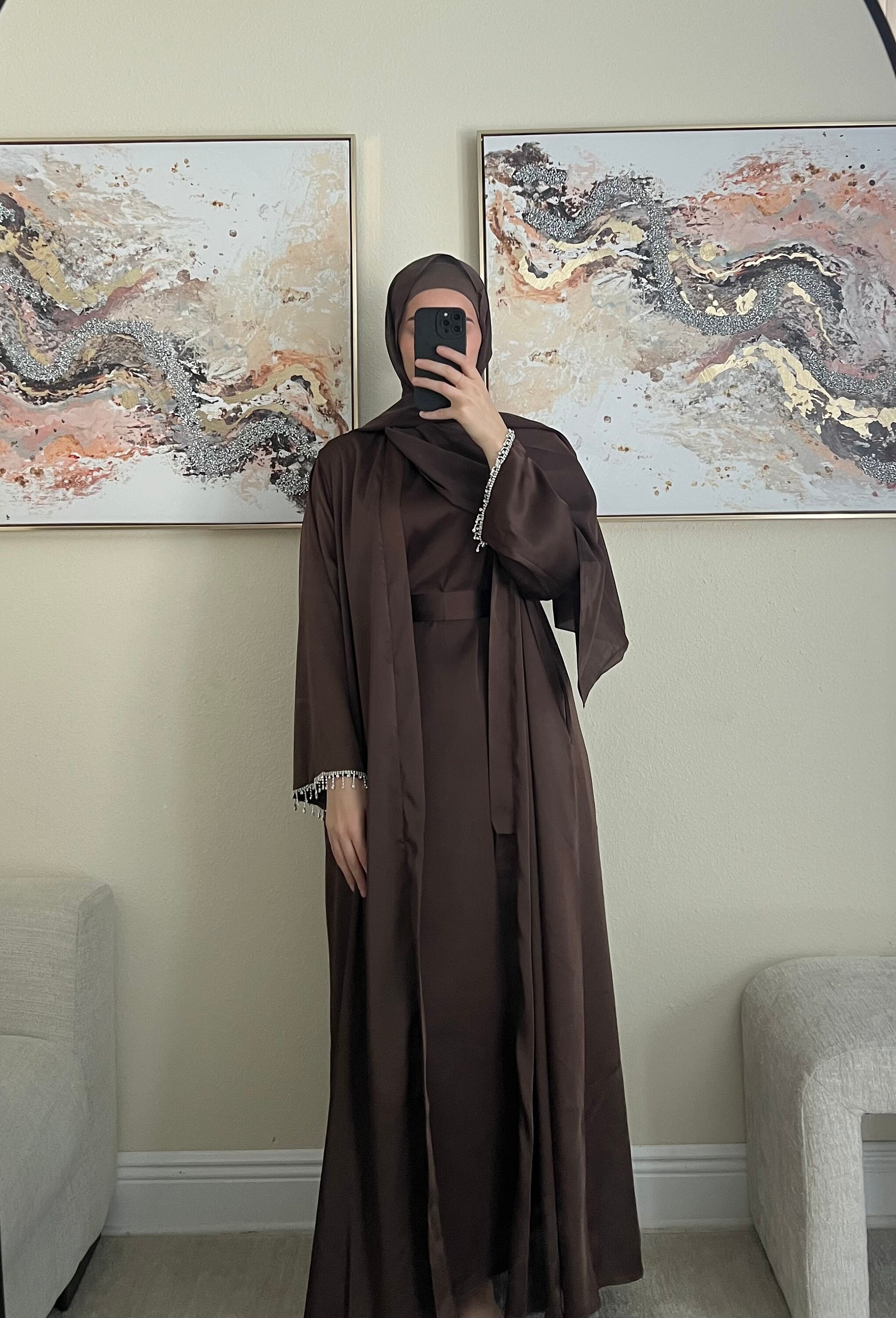 Satin 4 Piece Abaya Set - Etsy