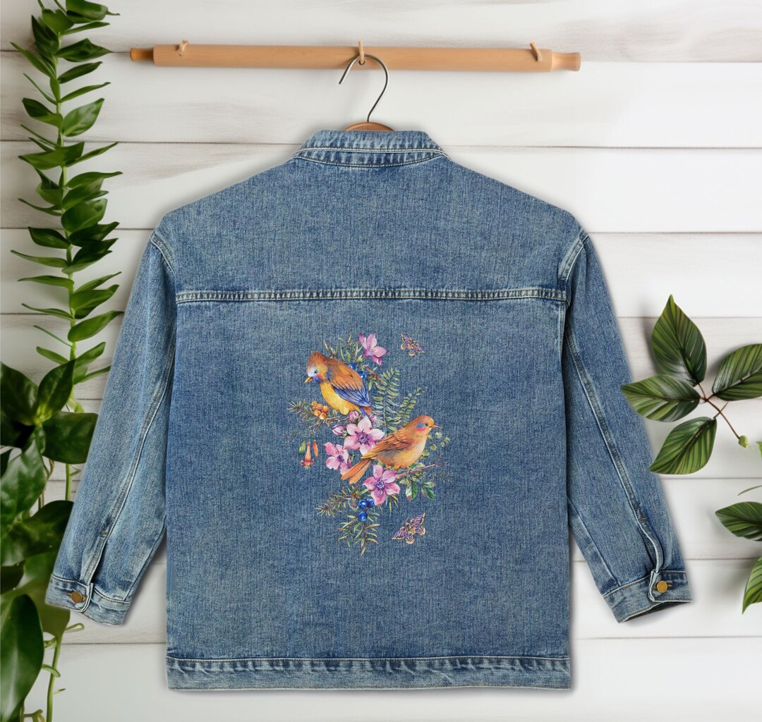 Floral Bird Women's Denim Jacket Birds and Flowers Gifts Birthday ...