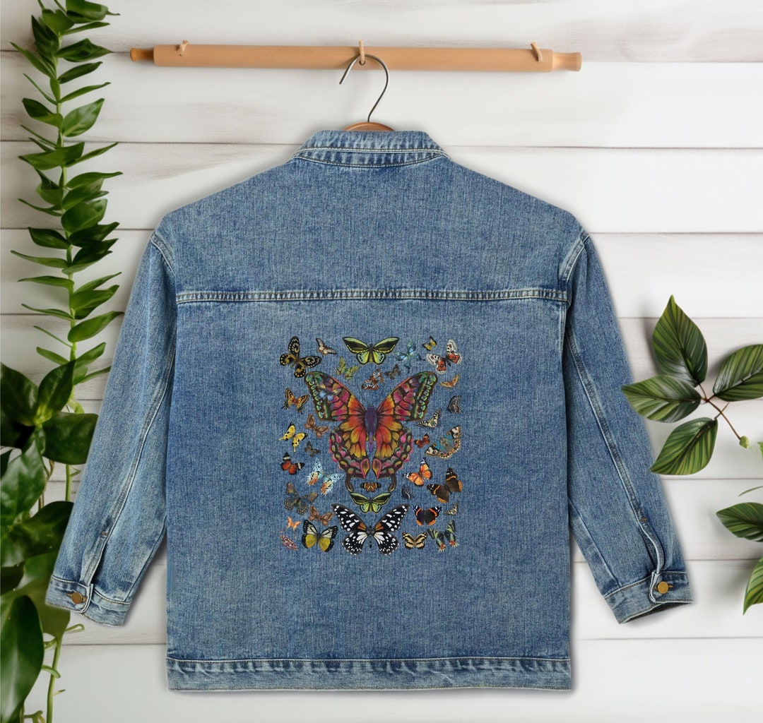 Vintage Butterfly Denim Jacket Cottage Core Jacket Moth Aesthetic ...