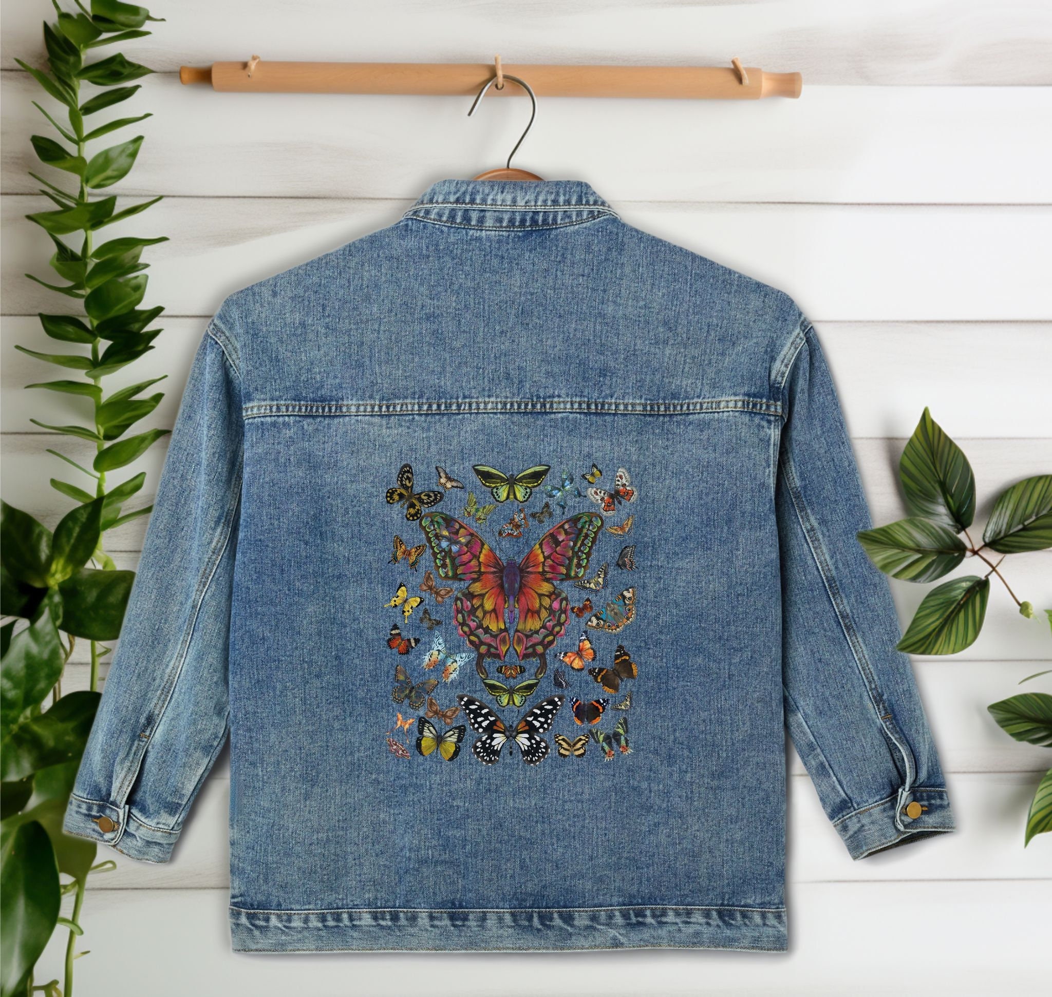 Vintage Butterfly Denim Jacket Cottage Core Jacket Moth Aesthetic ...