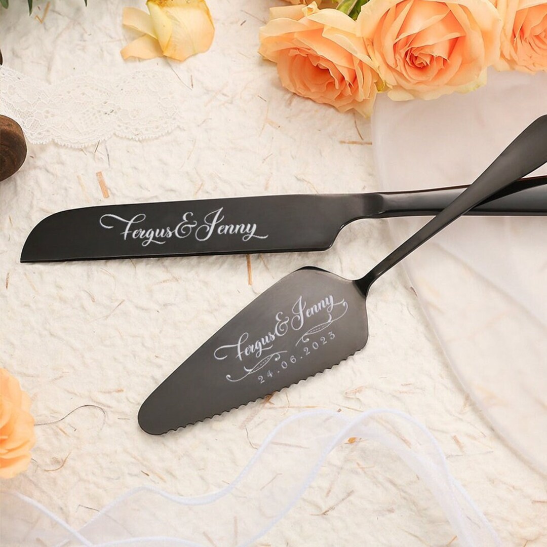 Personalized Engraved Cake Server & Knife Cake Cutting Set, Engraved ...