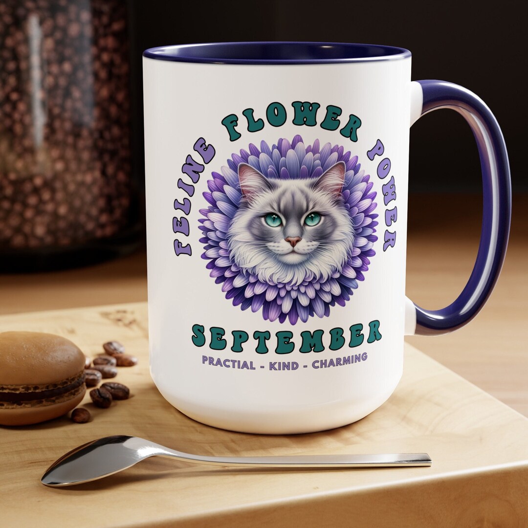 September Birth Month Flower Mug, Cat Flower Coffee Mug 15oz ...