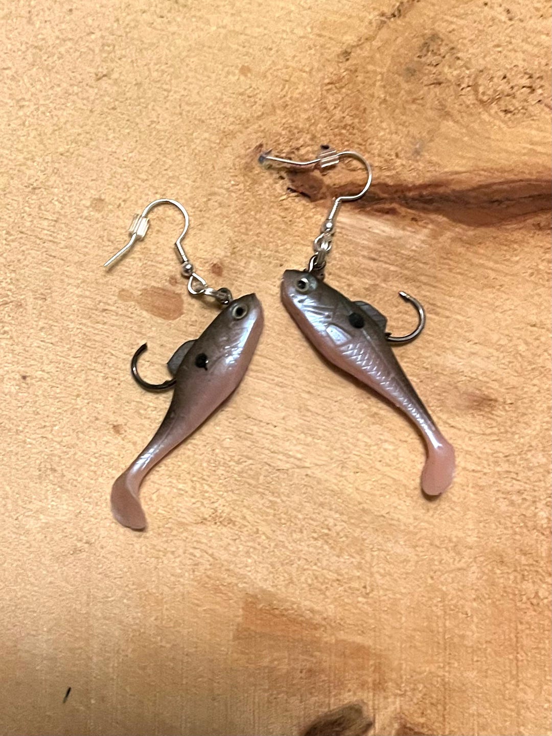Pink and Black Gummy Fishing Lure Earrings - Etsy
