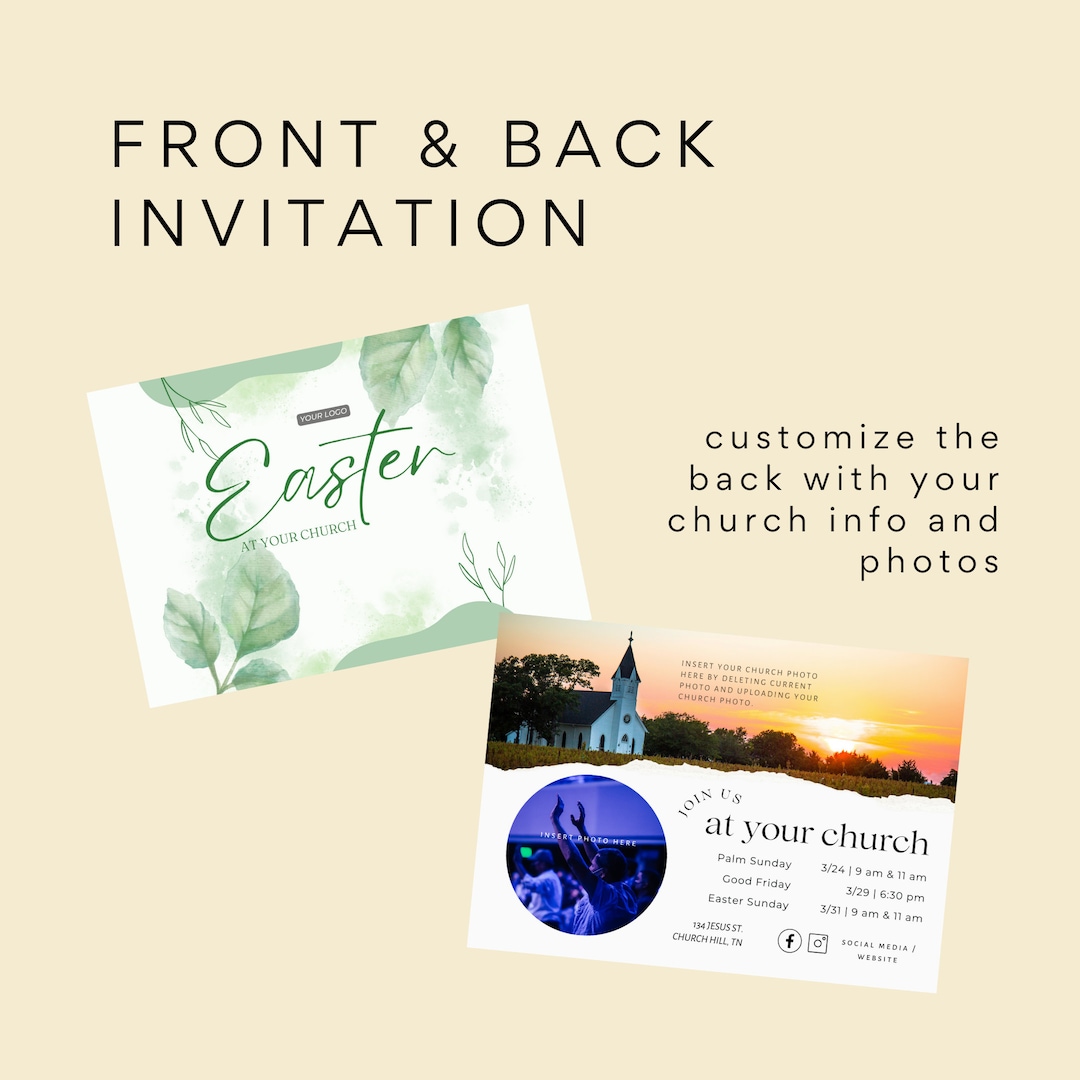 Church Invite Template, Church Invite Card Template, Easter Invitation ...
