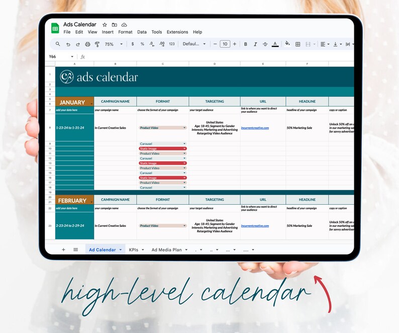 Digital Advertising Calendar Template, Ad Campaign Management for ...