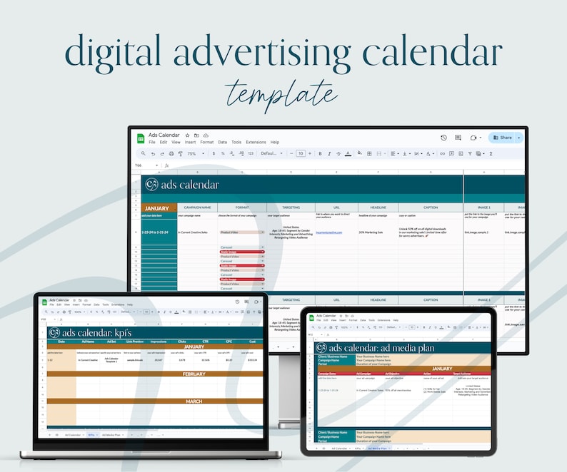 Digital Advertising Calendar Template, Ad Campaign Management for ...