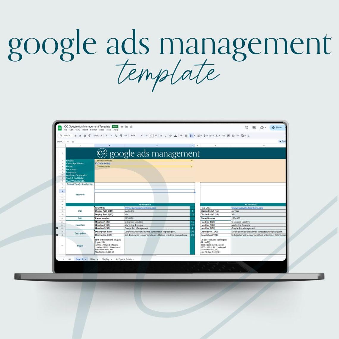 Google Ads Management Template, Campaign Organization, Freelancers and ...