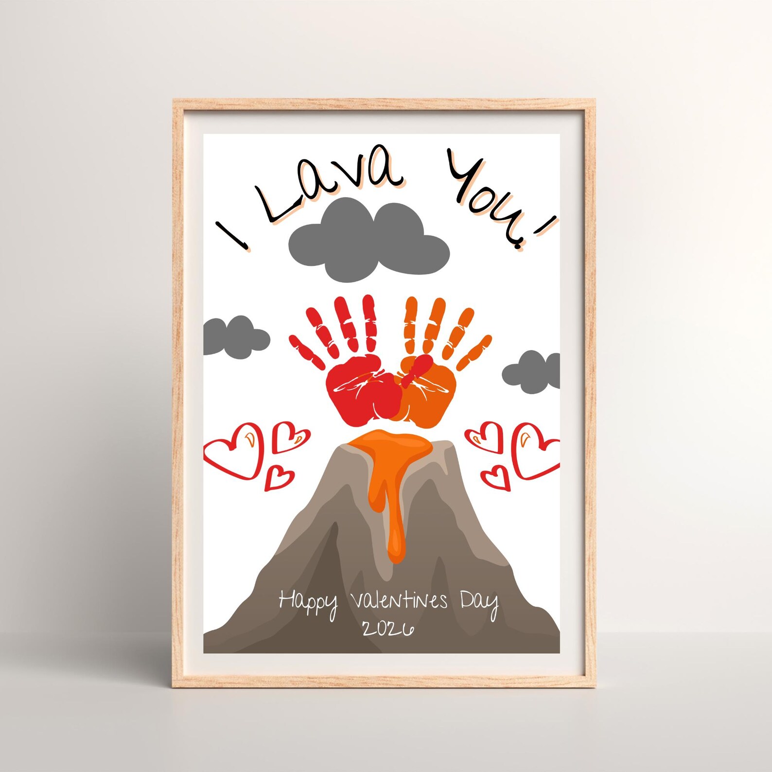 I Lava You Handprint Valentine Printable Editable Canva Volcano Craft ...