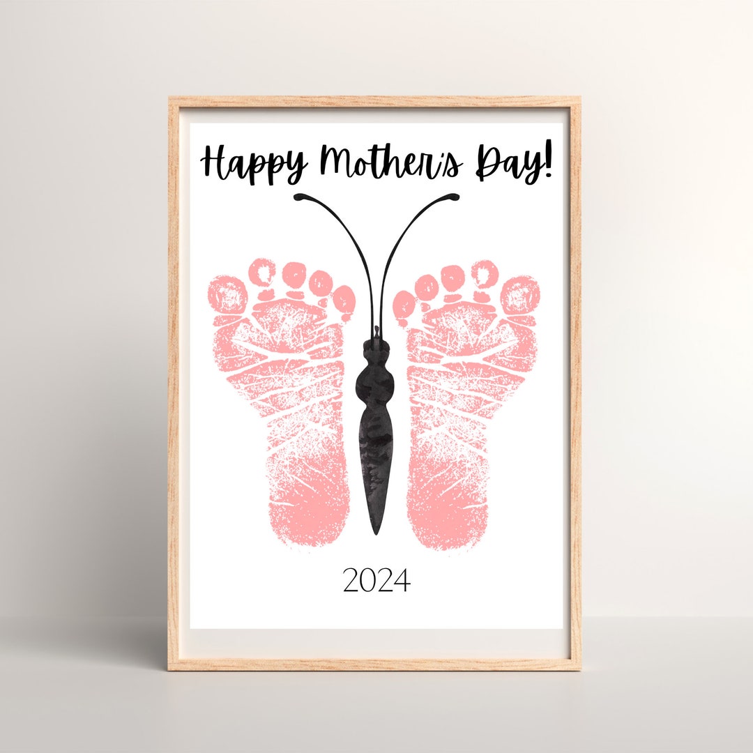 Mother's Day Butterfly Footprint Digital Art: DIY Gift for Mom Instant ...