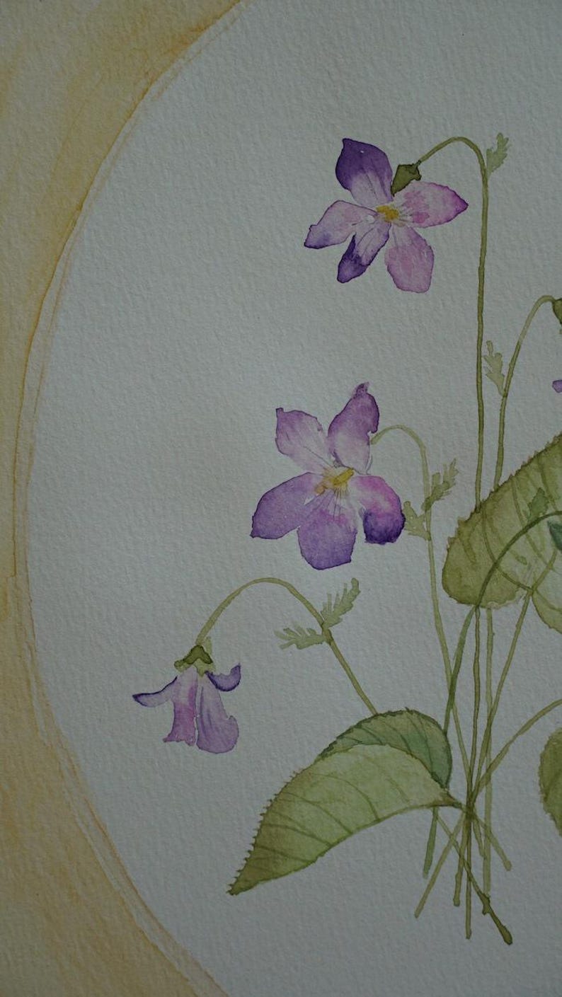February Original Birth Flower Painting Violets - Etsy