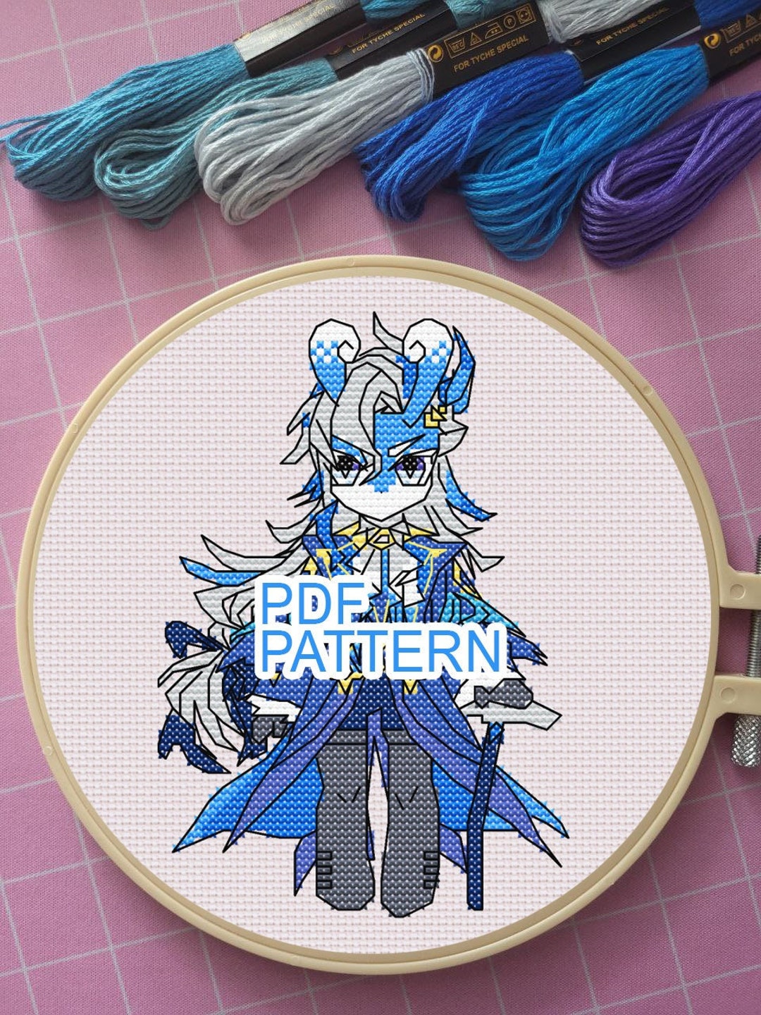 Neuvillette Genshin Impact PDF Pattern Cross Stitch DMC - Etsy