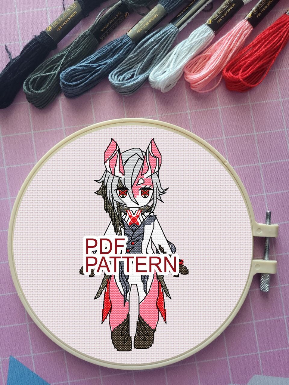 Arlecchino Genshin Impact PDF Pattern Cross Stitch DMC - Etsy