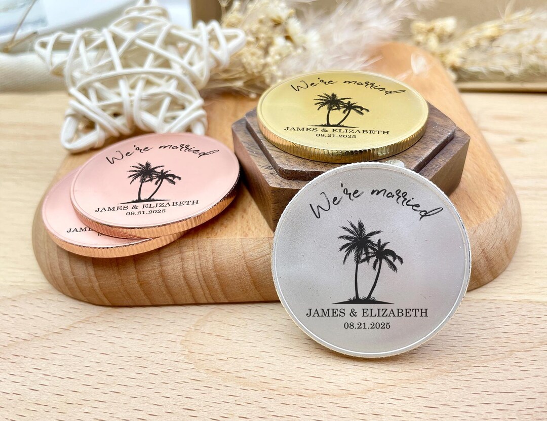 Custom Wedding Coins, Modern Couple Coins With Names & Date, Bulk Gold ...
