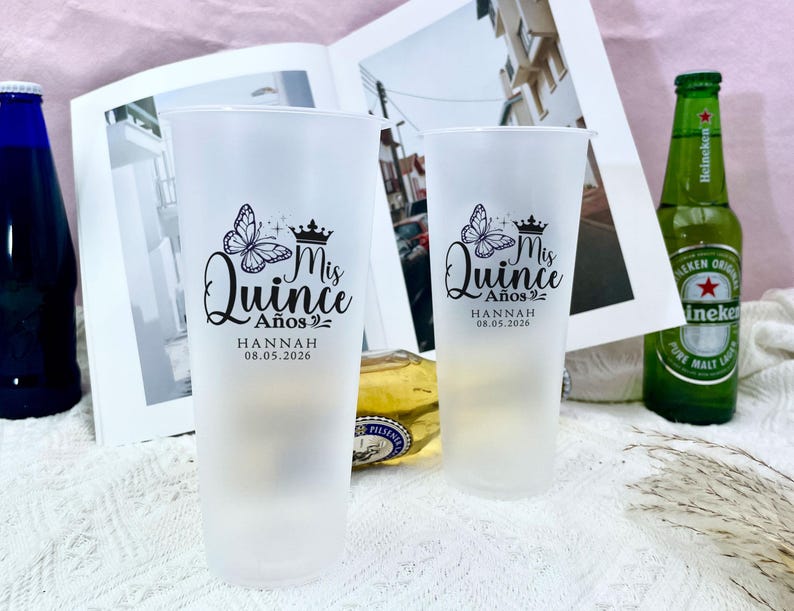 Custom Mis Quince Años Frosted Cups/quinceañera Party Favors ...