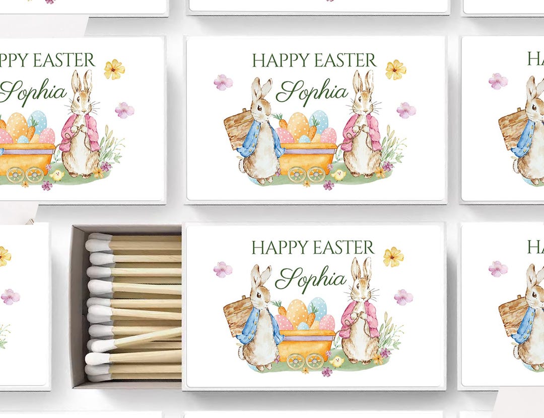 Happy Easter Matchboxes, Easter Bunny Matchbooks, Bulk Personalized ...