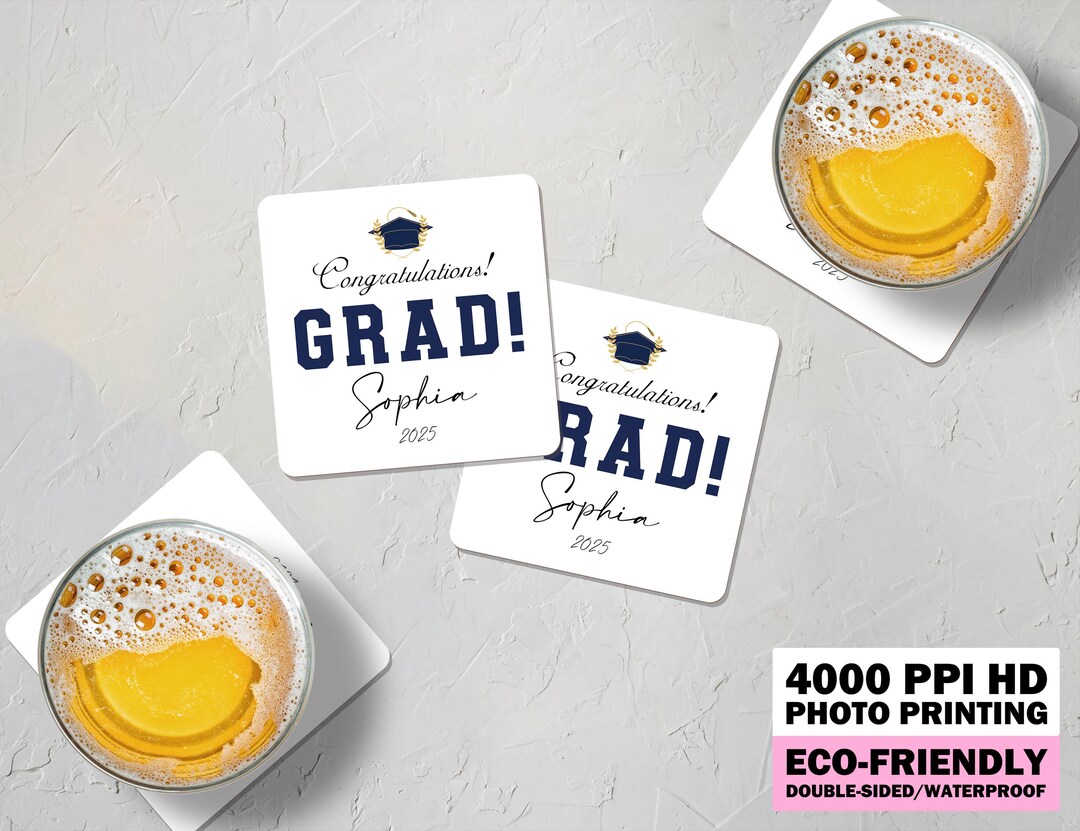 Congrats Grad Party Beverage Coasters/2025 Grad Party Decors ...
