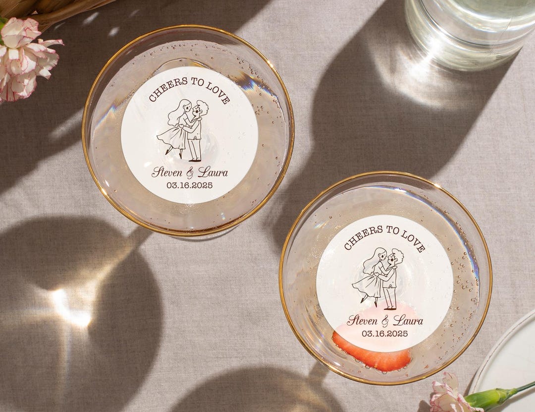 Custom Edible Wedding Cocktail Toppers / Save the Date Drink Topper ...