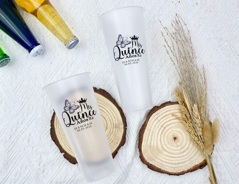 Custom Mis Quince Años Frosted Cups/quinceañera Party Favors ...