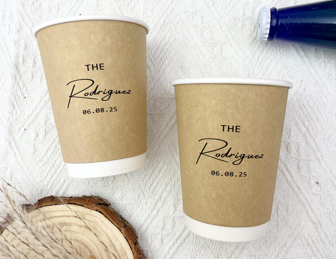 Personalized Wedding Paper Cups With Family Name, Custom Reception Bar ...