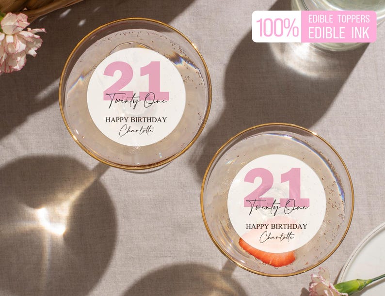 Custom 21st Birthday Drink Toppers | 21st Birthday Party Decorations ...