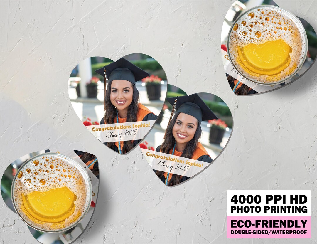 Custom Graduation Coasters With Photo/class of 2025 Celebration ...