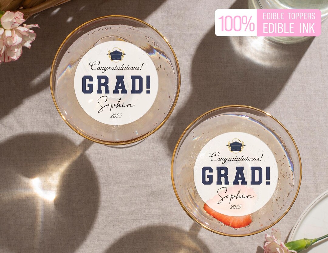 Congrats Grad Party Edible Cocktail Toppers/martini Graduation Drink ...