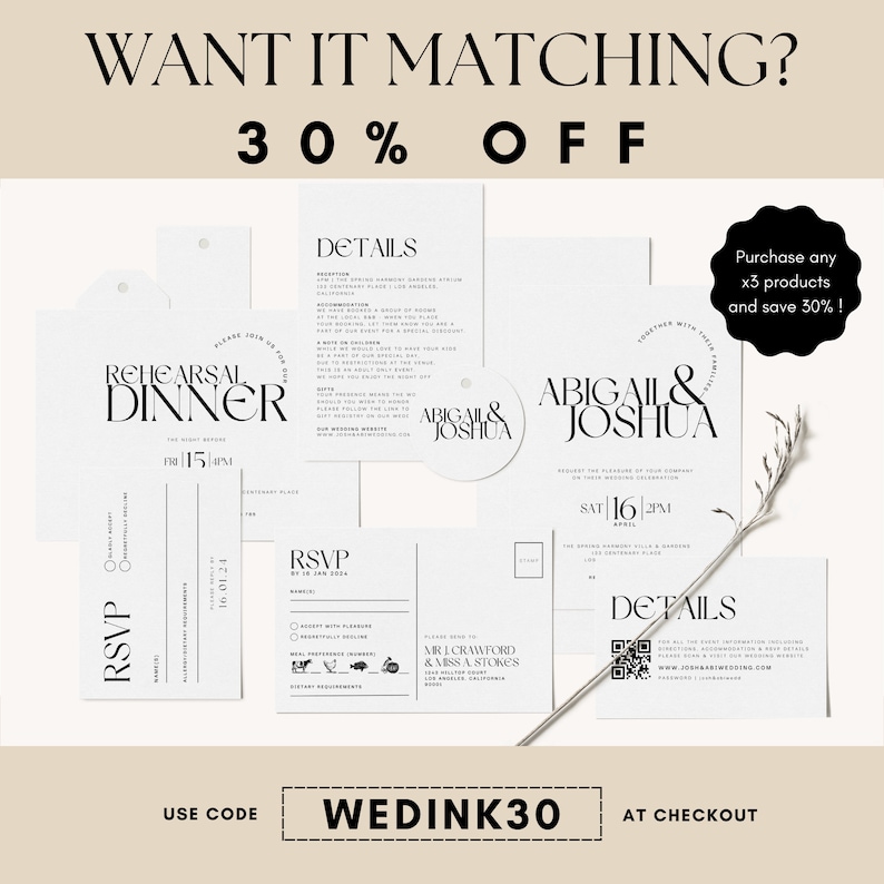 Minimal After Party Invitation, Morning After Invite, Modern Wedding ...