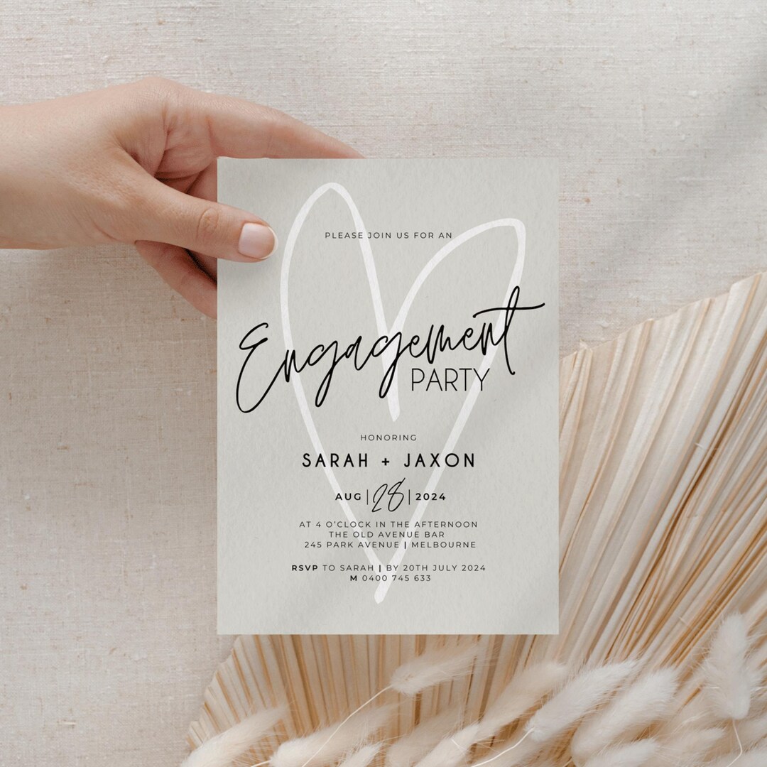 Modern Engagement Party Invitation, Simple Engagement Invitation ...