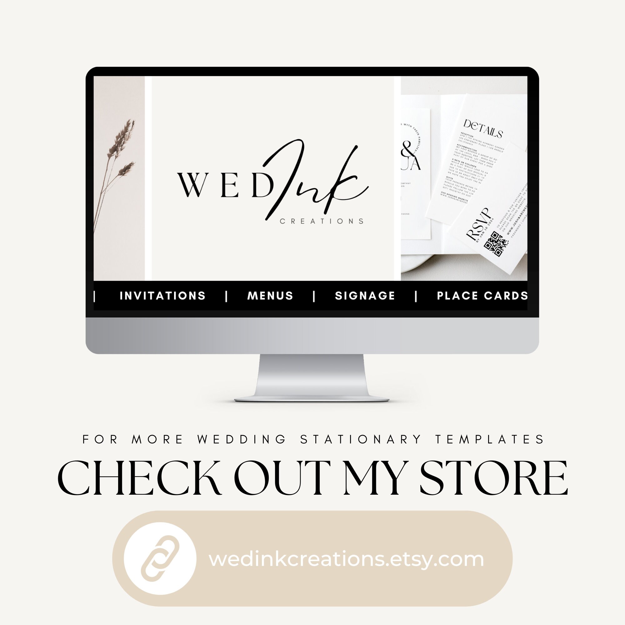 Minimal Wedding Meal Preference QR Code RSVP Postcard, Printable ...