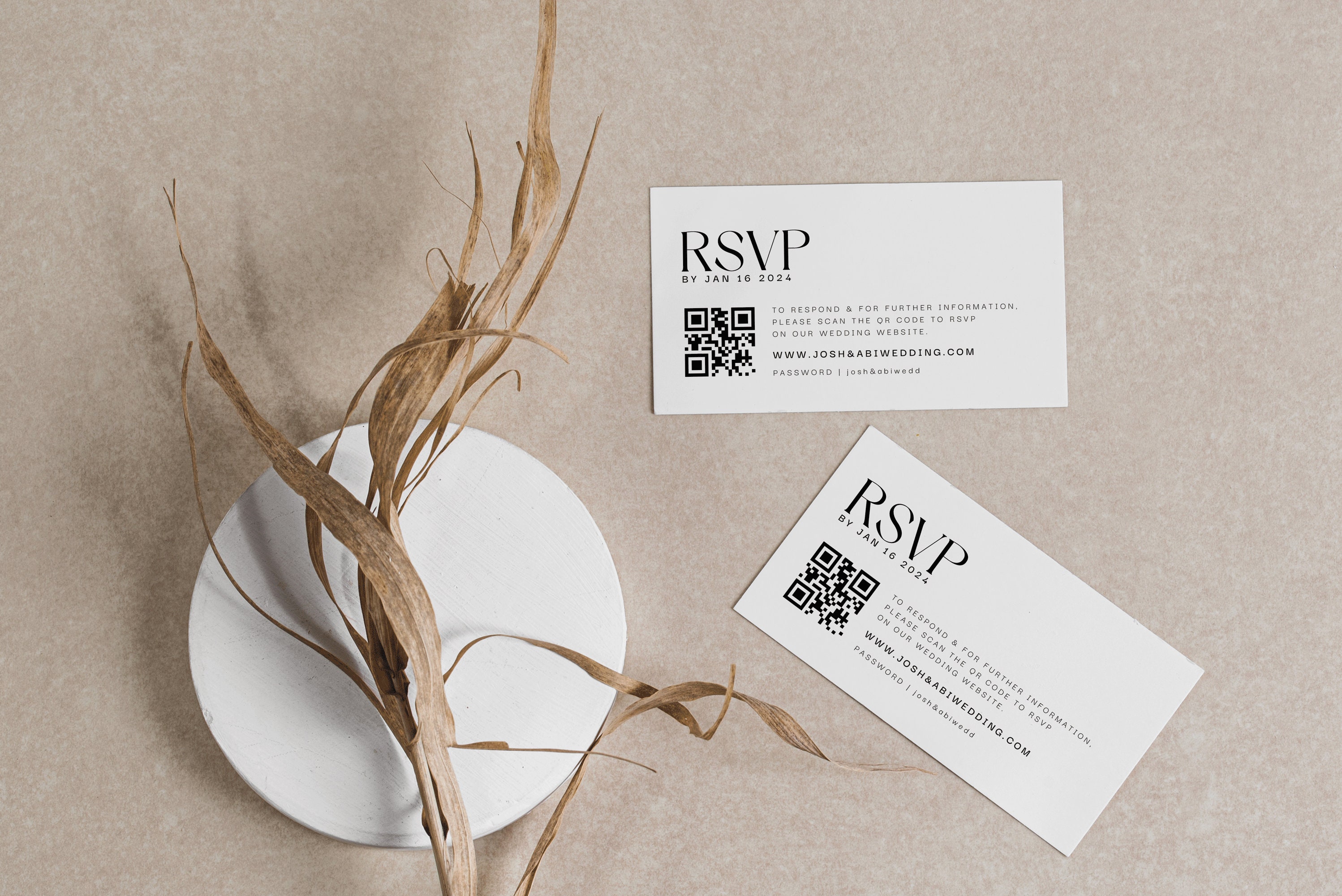 Minimal RSVP Card QR Code, Minimalist Wedding Response Card, Wedding ...