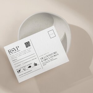Minimal Wedding Meal Preference QR Code RSVP Postcard, Printable ...