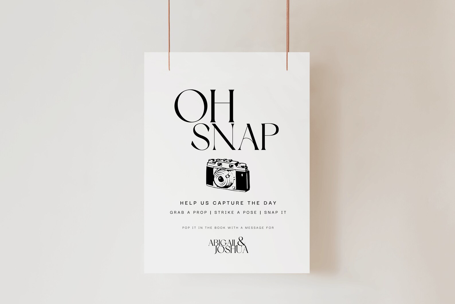 Wedding Photo Guest Book Sign, Capture the Day Sign Template, Oh Snap ...