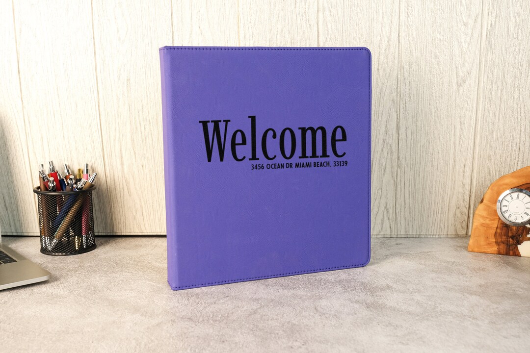 Airbnb and Rental House Binder, Custom Leather Binder, Refillable 3 ...