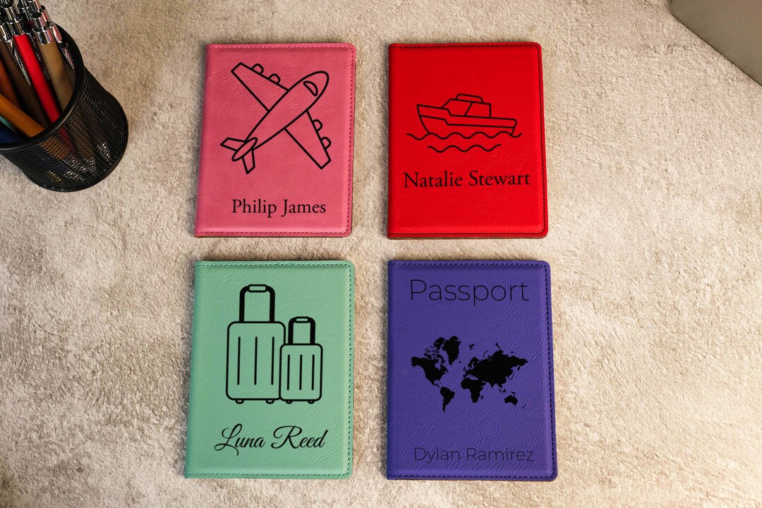 Custom Leather Passport Holder, Plane & Country Design - Etsy