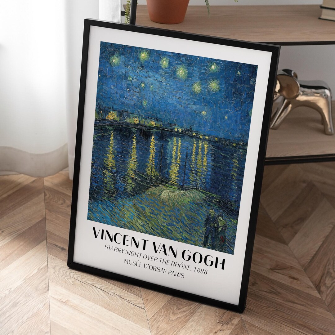 Vincent Van Gogh Poster, Starry Night Over the Rhone Art Print, Framed ...