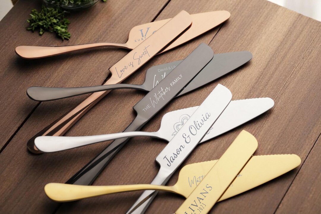 Wedding Cake Cutting Set, Custom Cake Utensils, Personalized Cake Knife ...