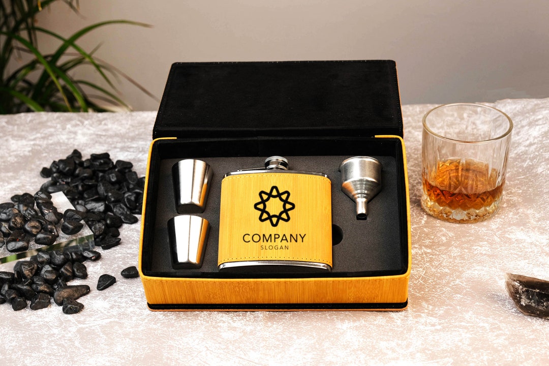 Personalized Flask Gift Set, Corporate Employee Gift Box, Whiskey Flask ...