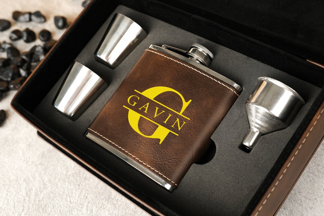 Custom Flask Gift Set, Groomsmen Flask, Engraved Flask, Steel Flask ...