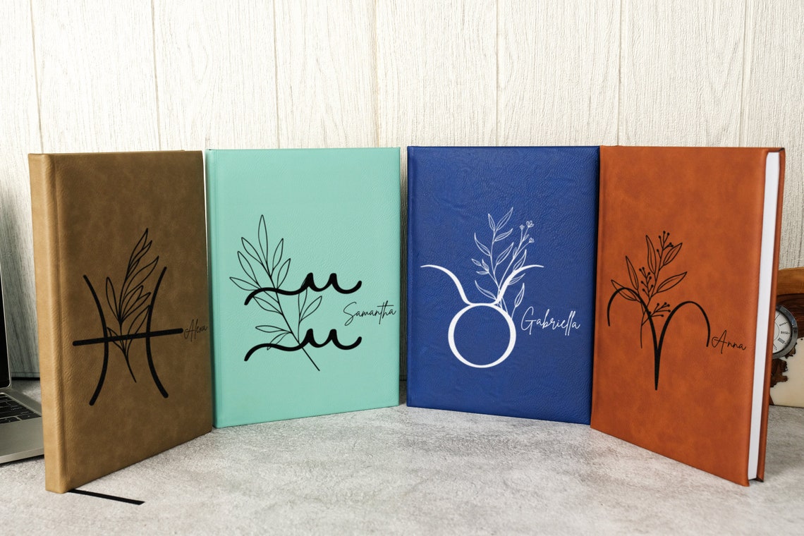 Personalized Zodiac Sign Sketchbook, Leather Astrology Sketchbook ...