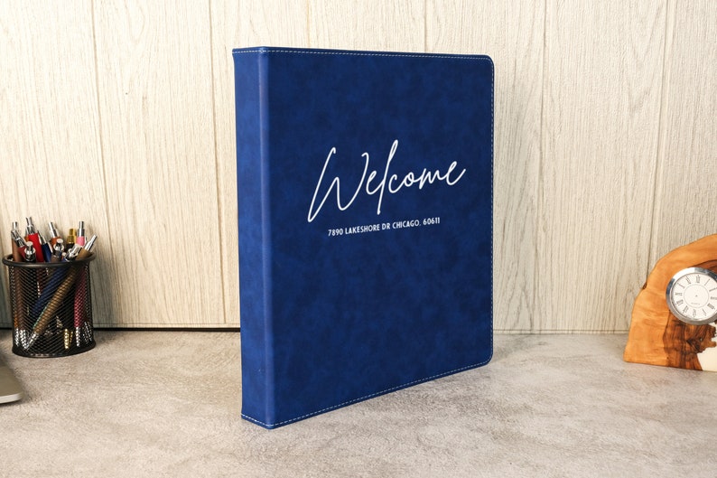 Airbnb and Rental House Binder, Custom Leather Binder, Refillable 3 ...