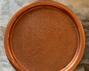 Vintage Coppercraft Guild Serving Dish Round Platter Tray Solid Copper ...