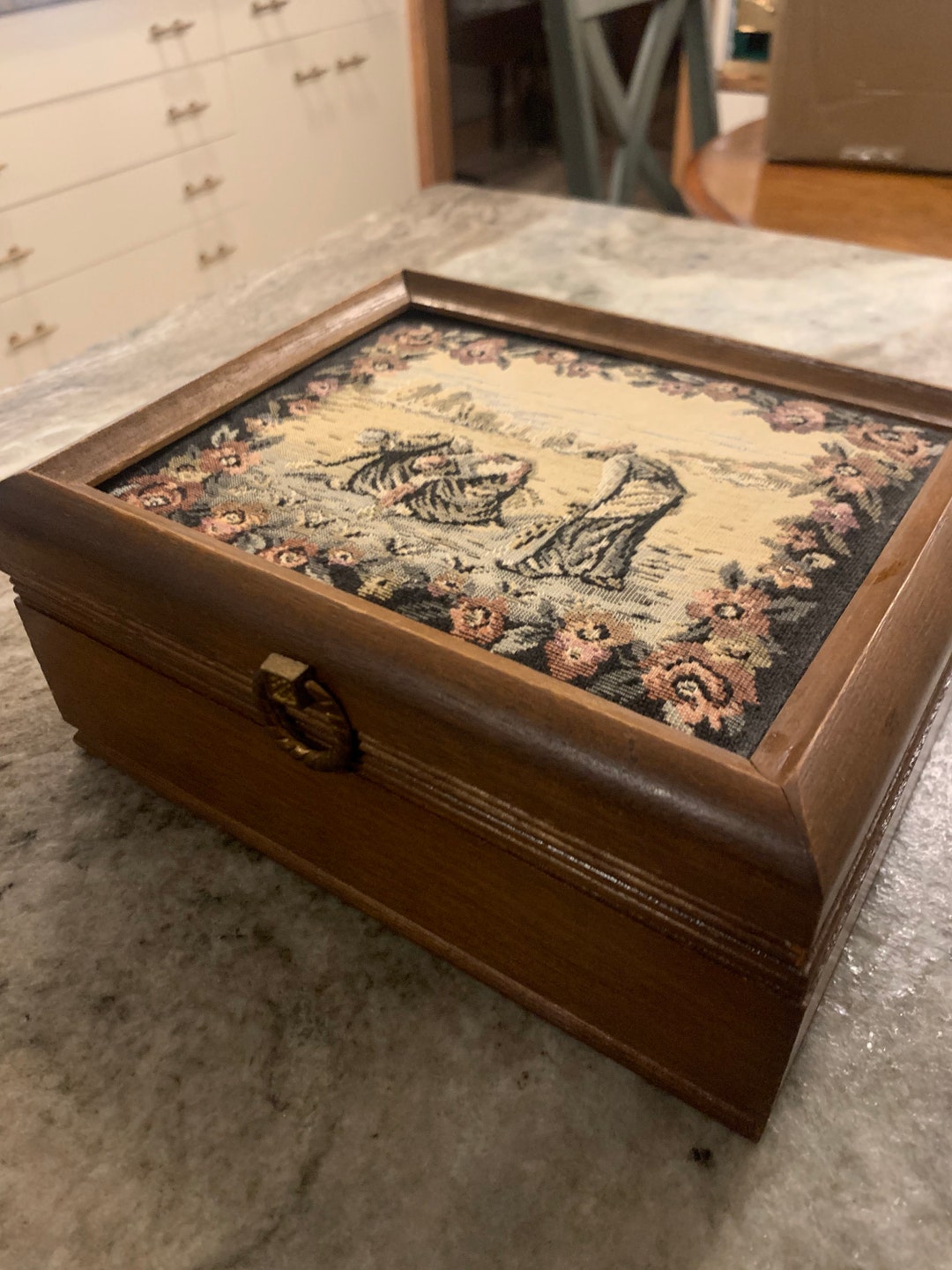 Vintage Tapestry Jewelry Box - Etsy
