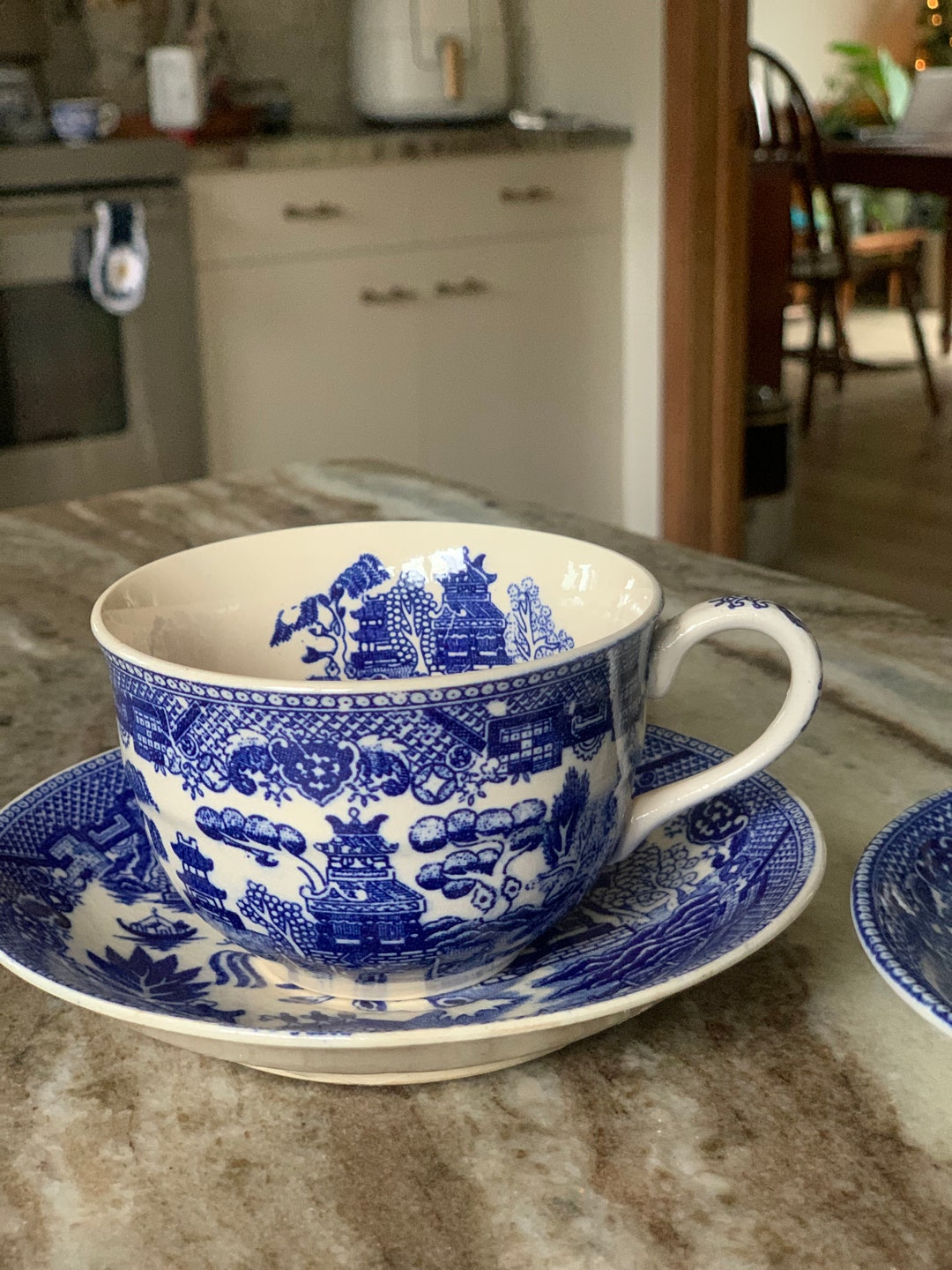 Antique Blue Willow Cup and Saucer Pair Mismatched - Etsy