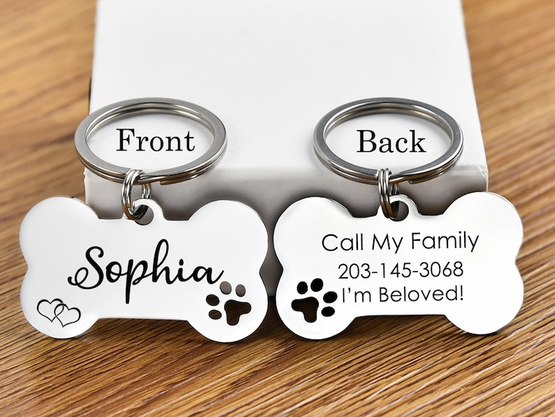 Personalized Bone Dog Tag: Engraved Stainless Steel Pet ID - Etsy