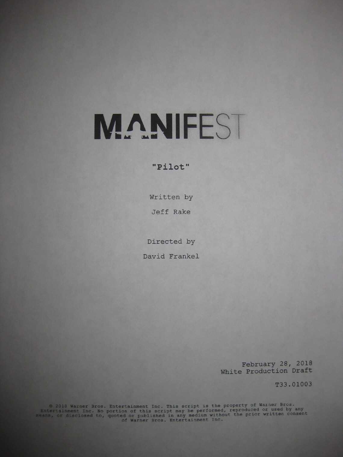 Manifest Signed TV Script Screenplay X3 Autographs Melissa Roxburgh ...