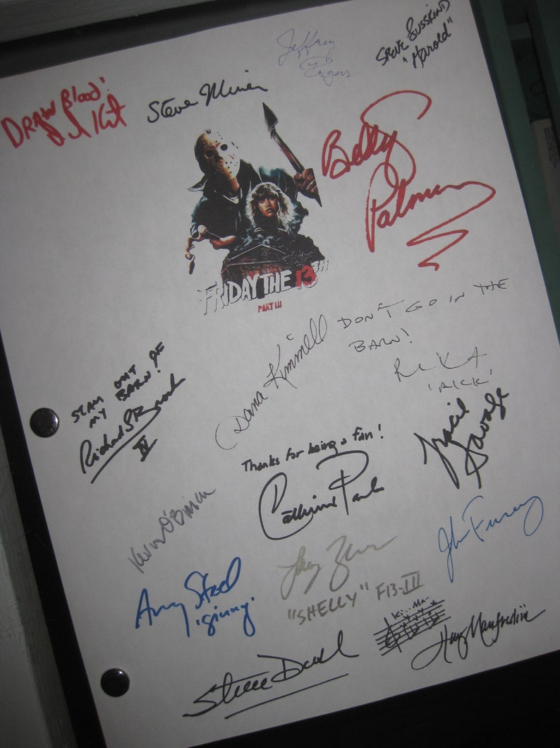 Friday the 13th: Part 3 Signed Movie Film Screenplay Script X16 Steve Miner Richard Brooker ...